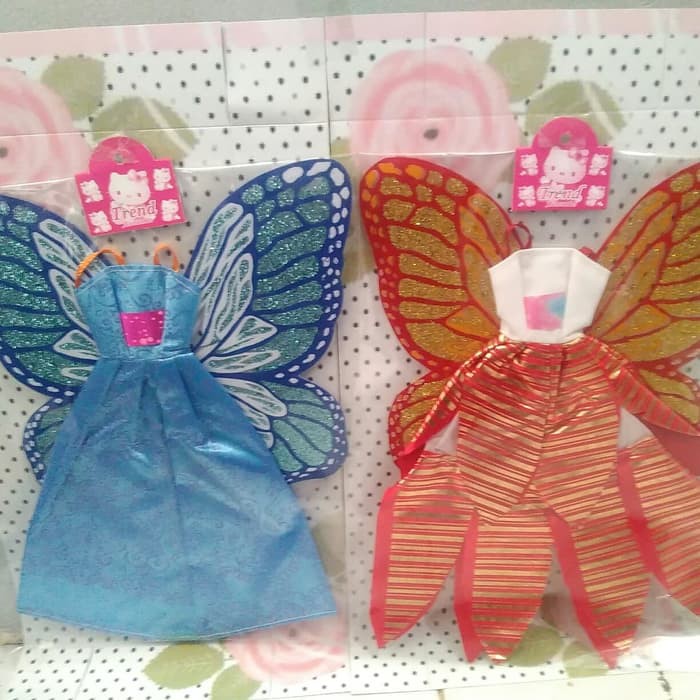 Jual KMM-117 Baju Barbie Sayap Peri Cantik Biru Merah | Shopee Indonesia