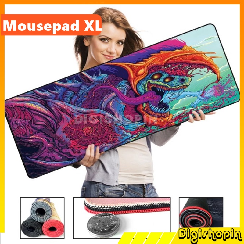 Jual Mouse Pad Gaming XL 30 x 80 Cm Keyboard Mousepad Mat Hyper Beast ...