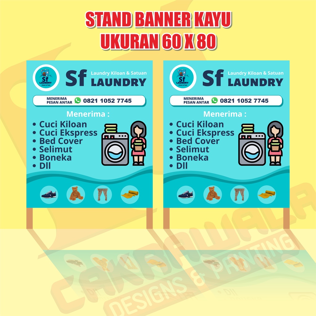 Jual SEGITIGA BANNER UKURAN 60 X 80 CM - STAND BANNER KAYU LAUNDRY - STANDING BANNER LAUNDRY ...
