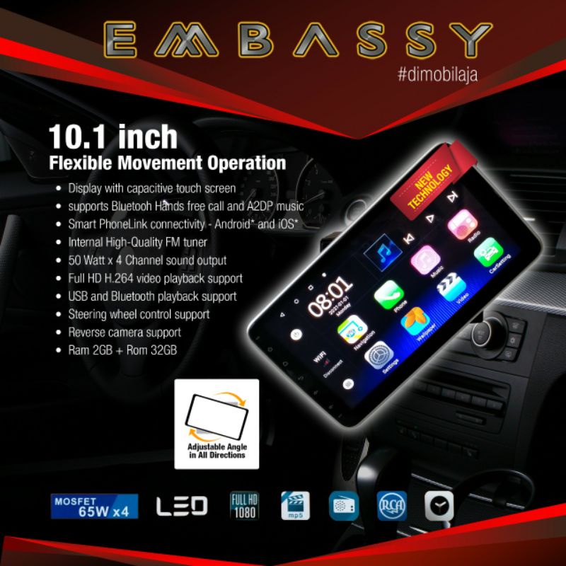 Jual Doubel din Headunit Android Embassy PX30 10 Inch DSP 2/32 wireless ...