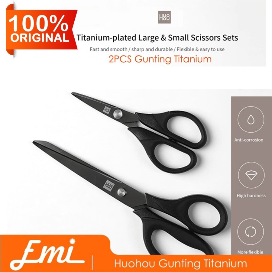 Jual Huohou Gunting Titanium Plated Scissors Set 2 PCS Anti Karat ...