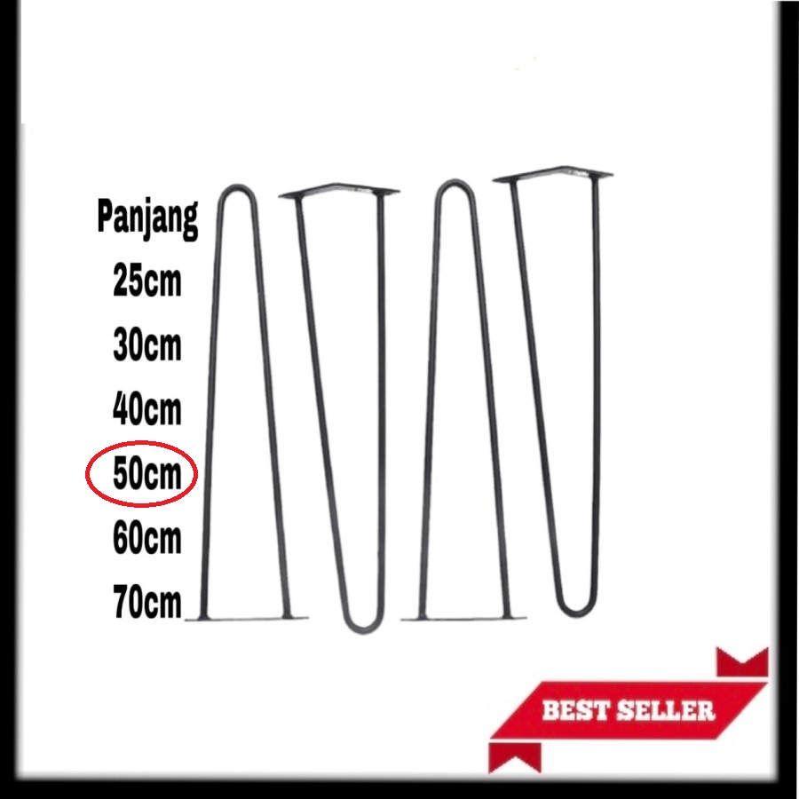 Jual kaki meja besi minimalis hairpin berbahan besi full SNI sangat kuat dan kokoh T 50cm DIY ...