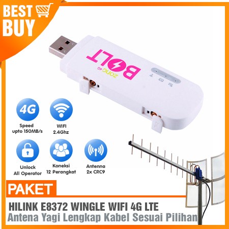 Jual Paket Modem Hilink E8372 Wifi 4G LTE 150Mbps & Antena Yagi TXR185 ...