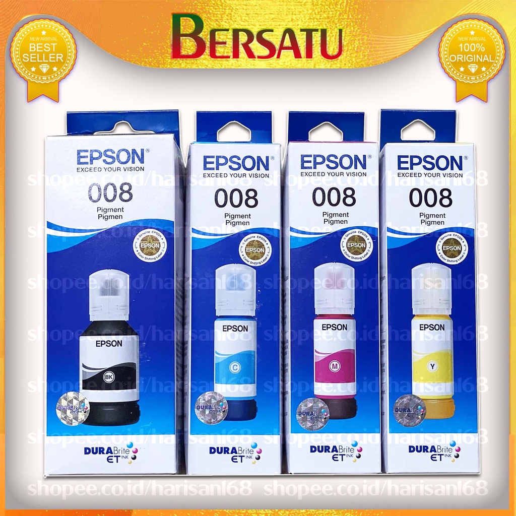Jual Epson 008 Original Tinta Pigment Black Cyan Magenta Yellow Printer ...