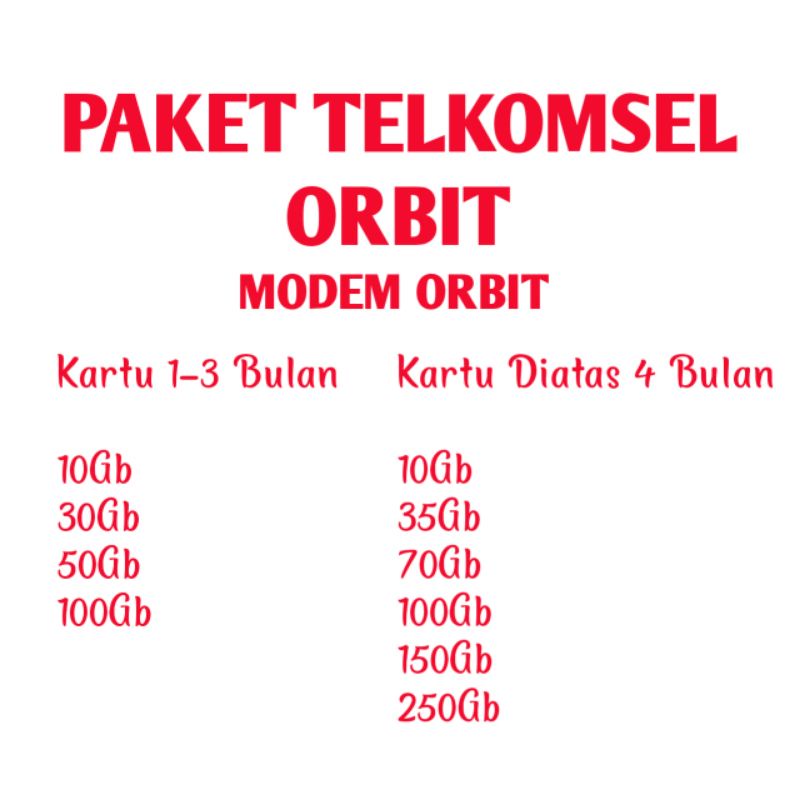 Jual PAKET KUOTA TELKOMSEL ORBIT | MODEM ORBIT | Shopee Indonesia