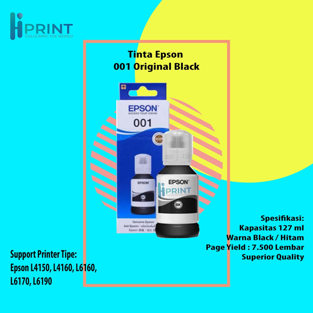 Jual Tinta Printer Epson 001 Original Black L4150 L4160 L6160 L6170 ...