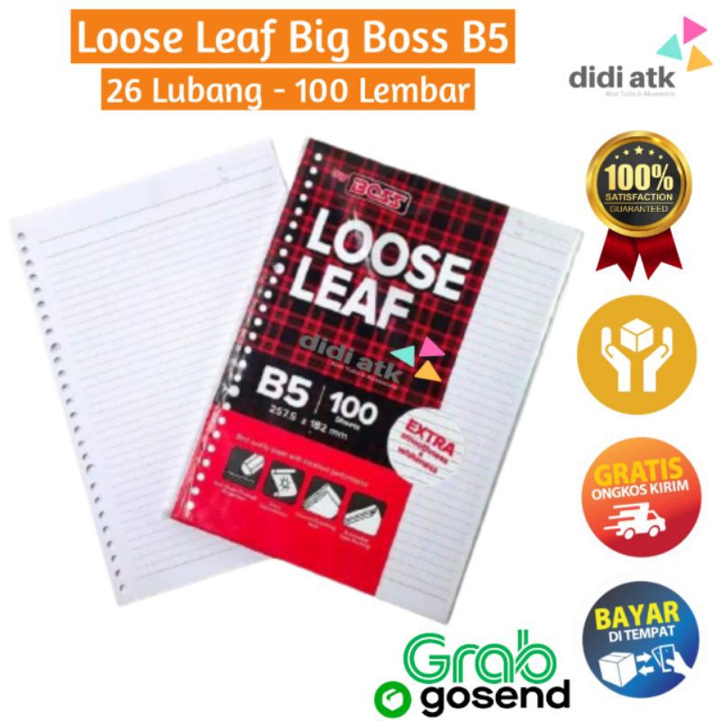 Jual Loose Leaf Big Boss B5 100 Sheets / Kertas File Bergaris 100 Lembar / Isi Binder Besar 26 ...