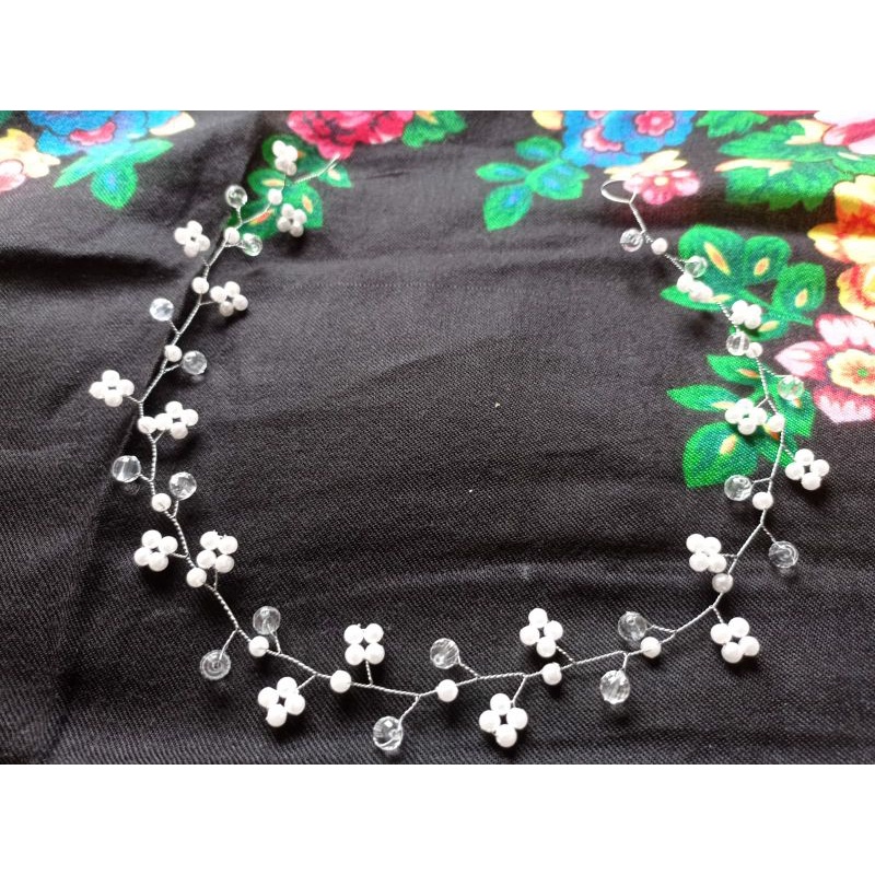 Jual Headpiece aksesoris hijab payet kawat kombinasi mutiara padi bulat ...