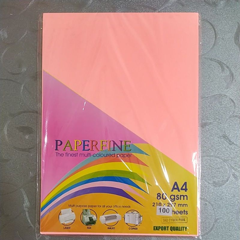 Jual Kertas Paperfine A4 80 Gram 100 Sheet - Kertas HVS Warna | Shopee ...