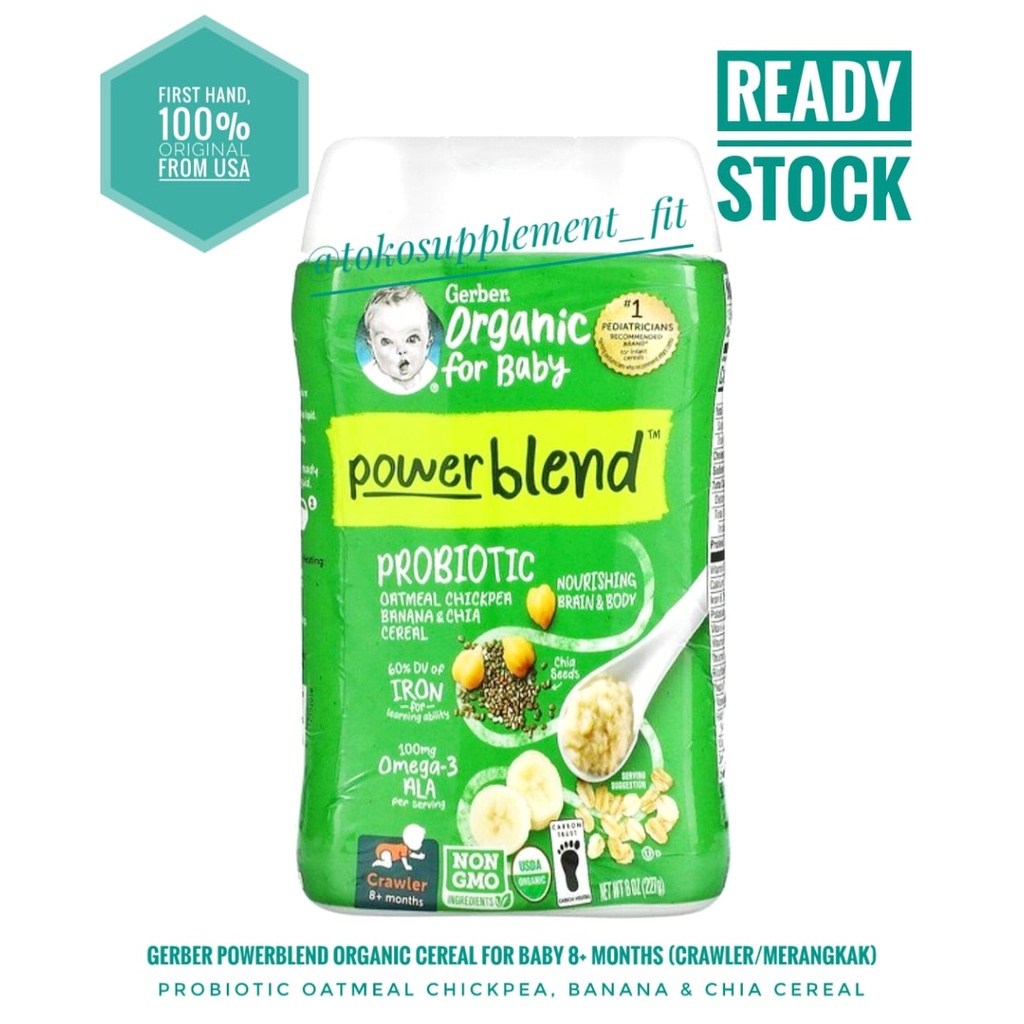 Jual Gerber, PowerBlend, Organik untuk Bayi, Oatmeal Chickpea dengan ...