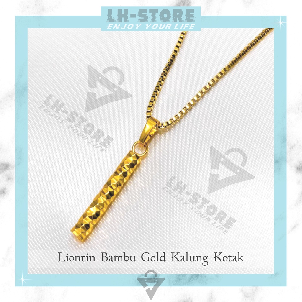 Jual KALUNG TITANIUM 24K LIONTIN MOTIF BAMBU GOLD & SILVER ANTI LUNTUR ...