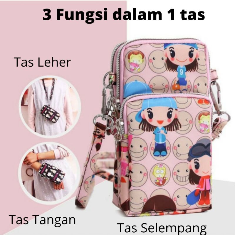 Jual Tas Selempang Mini Wanita Waterproof Sling Bag Karakter / Tas Pouch HP Handphone / Tas ...
