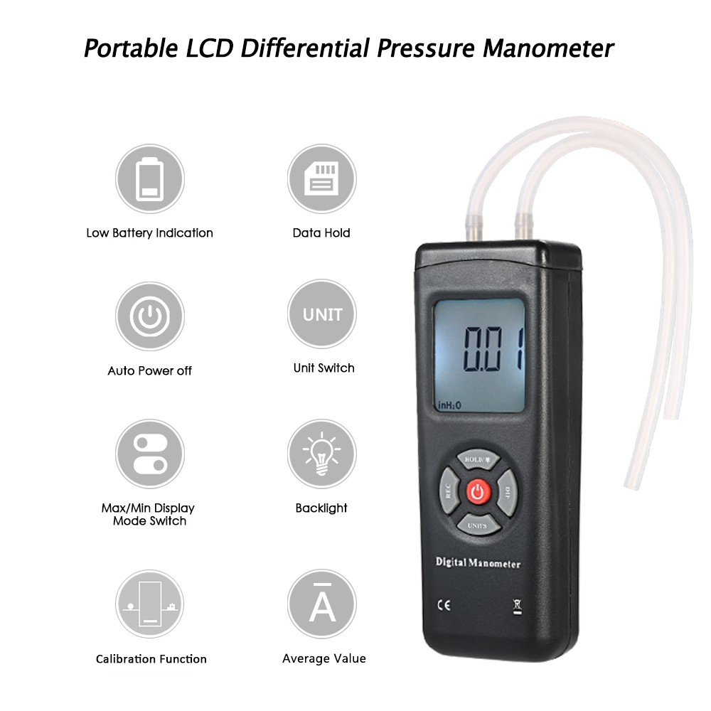 Jual IMPORT Handheld Digital Dual-port Manometer Professional Air ...