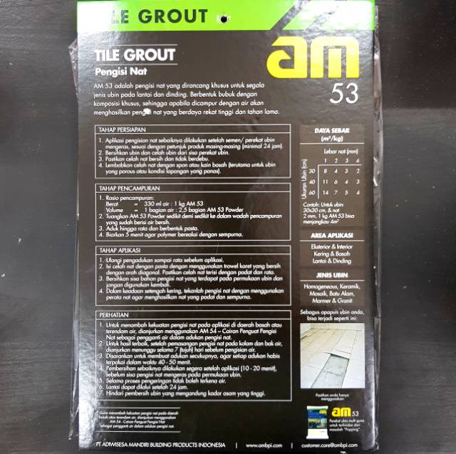 Jual NAT KERAMIK AM 53 (1 KG) / Semen Keramik Pengisi Nat AM53 / Tile ...