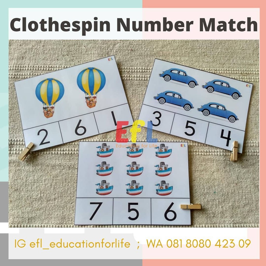 Jual Montessori Clothespin Number Match - Transportasi - EFL | Shopee ...