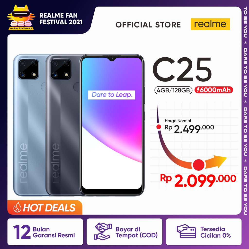Jual HP realme C25 4 128GB HelioG70, 6000mAh Mega Battery, 48MP AI ...