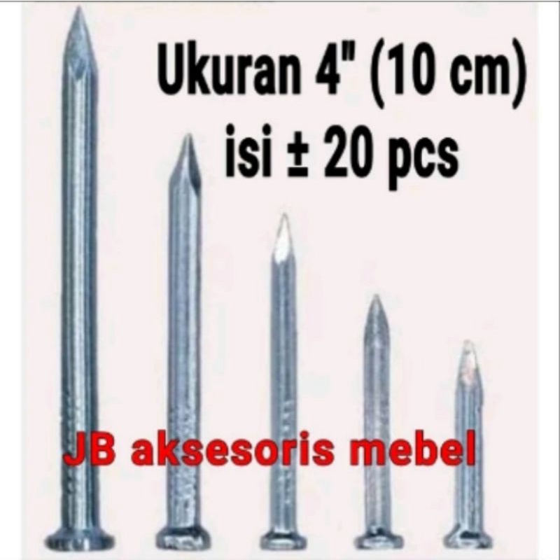 Jual PAKU BETON PUTIH 4" PERKOTAK / PAKU COR TEMBOK DINDING 10 cm ...