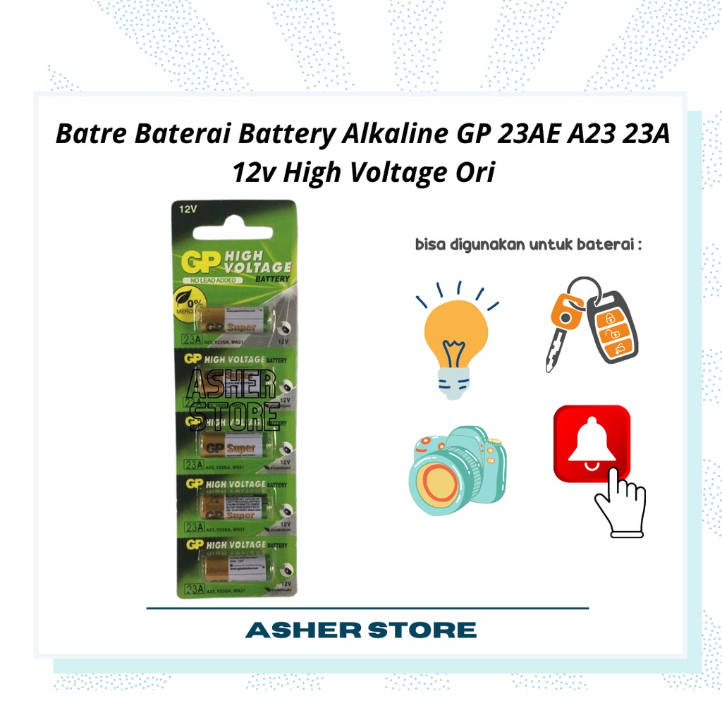 Jual Batre Baterai Battery Alkaline GP 23AE A23 23A 12v High Voltage Ori | Shopee Indonesia