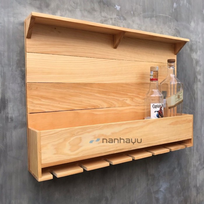 Jual Rak Botol - Rak Wine Kayu Tempel Dinding, Kotak Wine Dengan ...
