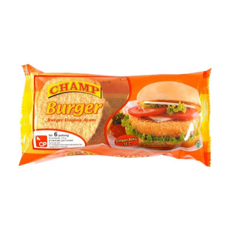 Jual champ daging burger ayam chicken 315 gr isi 6 pcs | Shopee Indonesia
