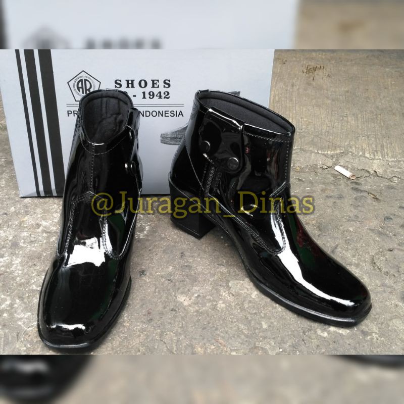 Jual SEPATU PDH PDL WANITA ANKLE BOOTS POLWAN SECWAN HITAM GLOSY MERK ...