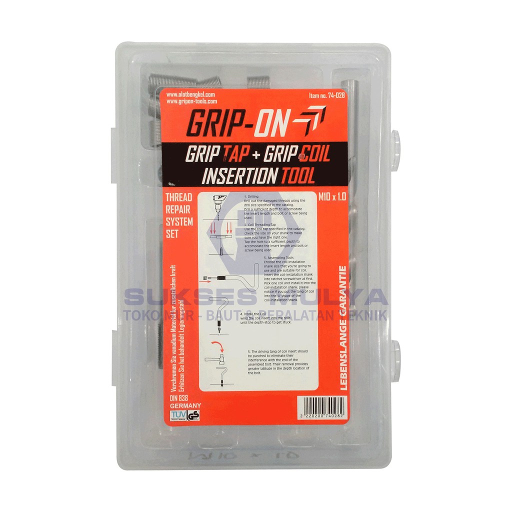 Jual GRIP ON Recoil Set M10 x 1.0 Thread Repair Drat Baut Rusak ...