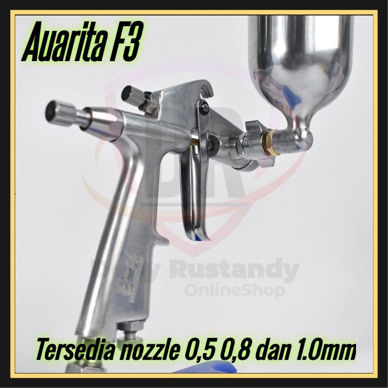 Jual Spray Gun Auarita F3 Original 3 varian Nozzle 0.5 0.8 dan 1.0 mm ...