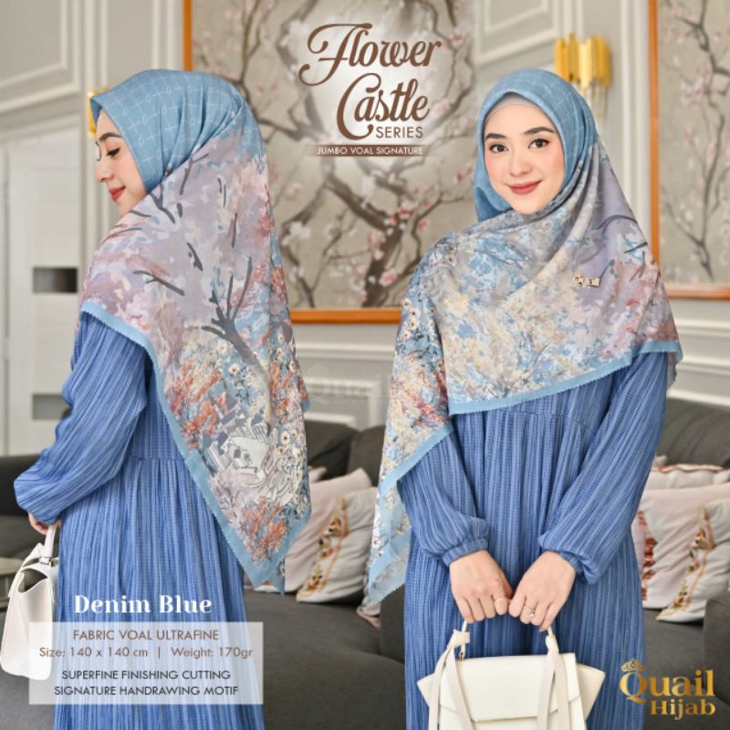 Jual Square Flower Castle by Quail Hijab | Hijab Motif Bunga | Hijab ...