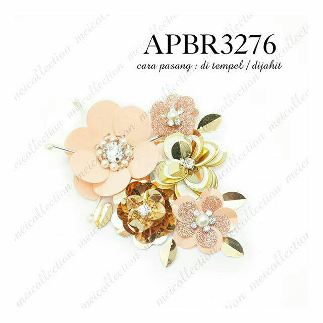 Jual Aplikasi bunga rangkai APBR3276 payet 3D aplikasi leher kerah sash ...