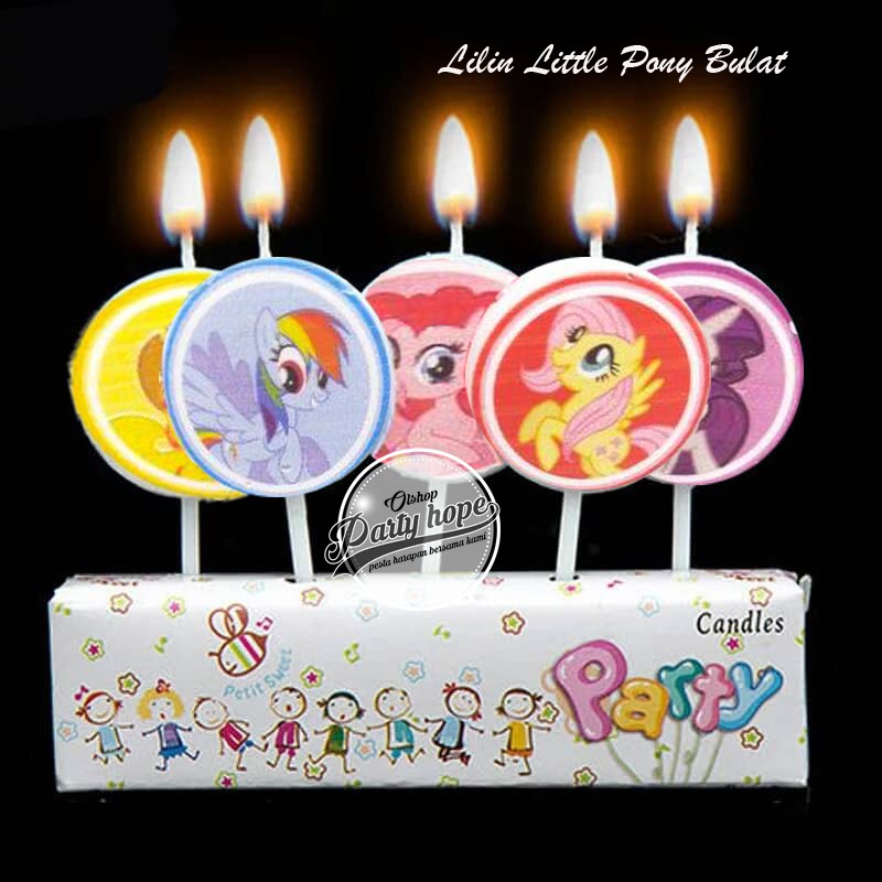 Jual lilin little pony bulat / lilin kue ulang tahun little pony bulat ...