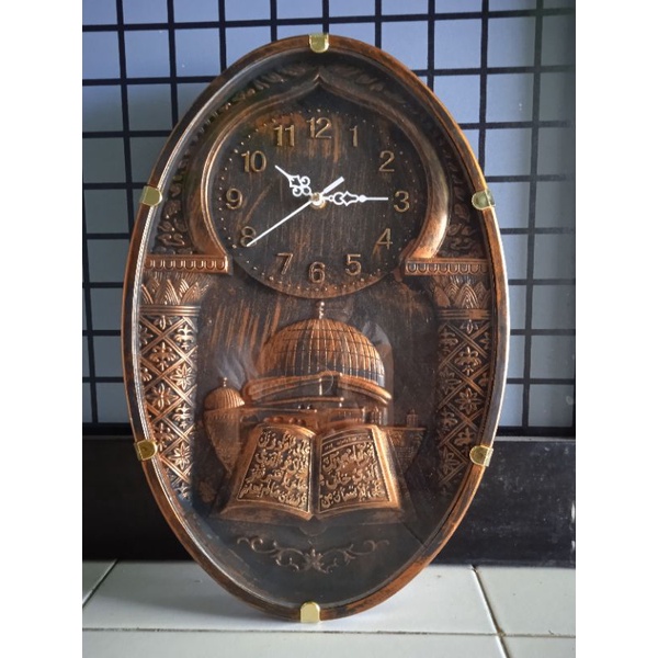 Jual jam dinding kaligrafi Oval Jam Dinding Kaligrafi Arab Islami Unik ...