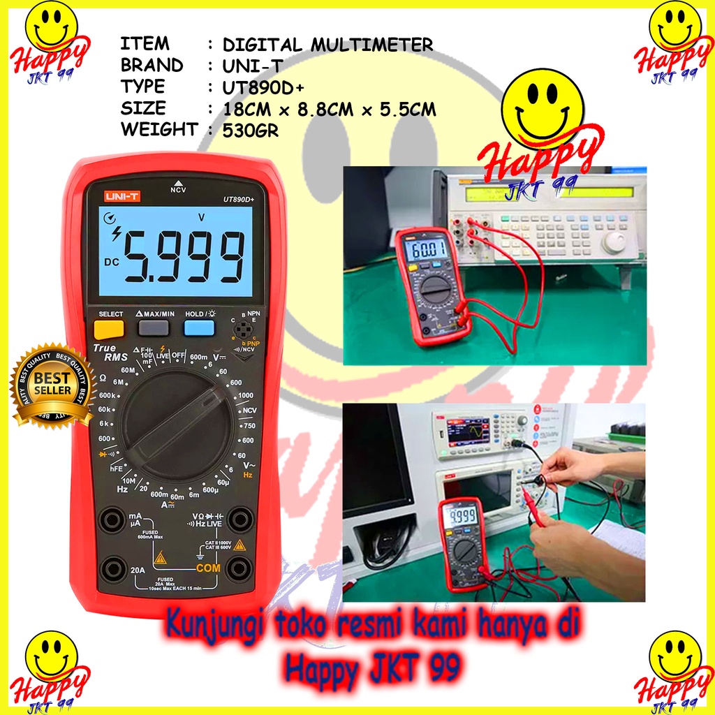 Jual MULTITESTER MULTIMETER AVOMETER TESTER DIGITAL UNI-T UT890D+ UT890 ...