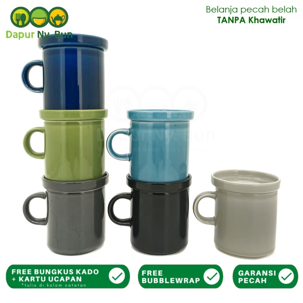 Jual Cangkir Tutup Two Tone Stackable / Mug Susun Coaster Ukuran 240ml ...