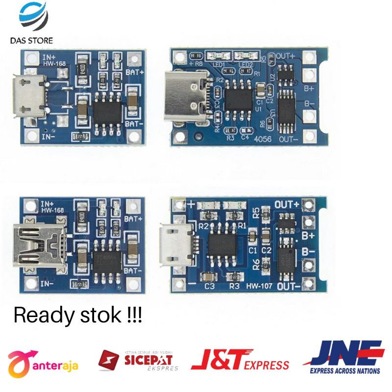 Jual TP4056 MODUL CHARGING baterai 5v 1a 18650 USB charging lithium-ion ...