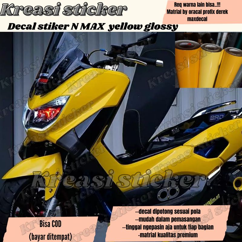 Jual decal nmax polos stiker warna kuning doff/glossy full body nmax ...