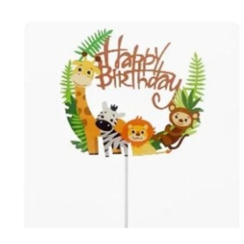Jual topper kue/topper animals/topper zoo/topper happy birthday/tusukan ...