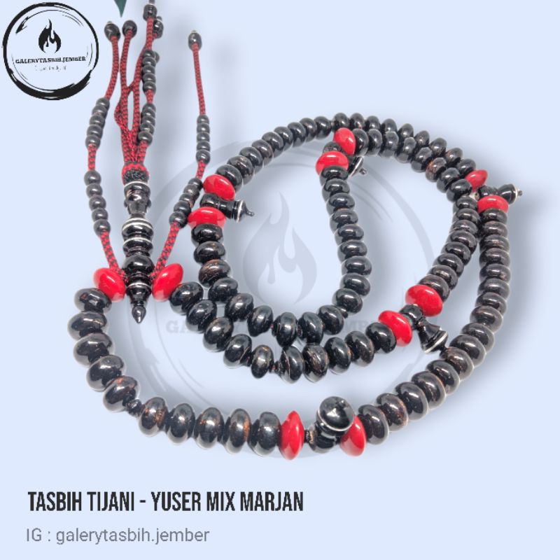 Jual Tasbih Tijani Yuser Hitam original - Kombinasi Butiran Red Coral ...