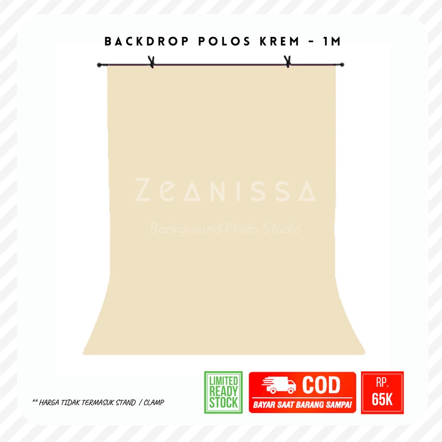 Jual Kain Background Backdrop Latar Layar Foto polos krem 1x2.3meter ...
