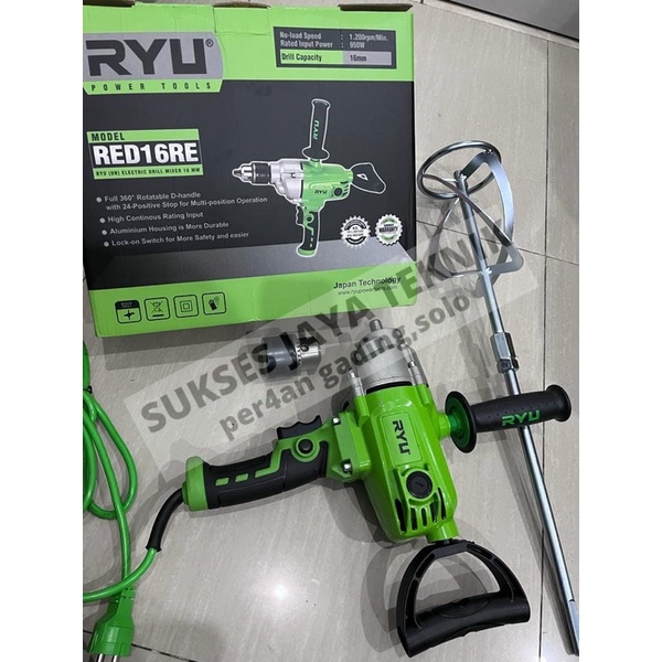 Jual mesin Bor Mixer Ryu 16mm RED 16 RE komplit pengaduk cat adonan ...