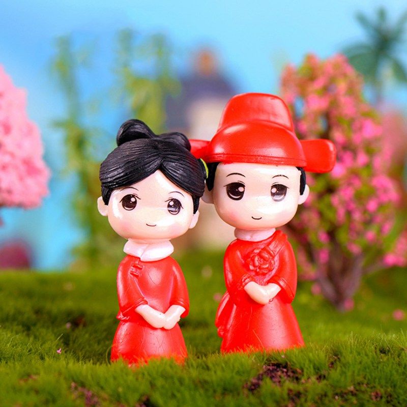 Jual 2pcs pajangan miniatur boneka resin couple pengantin china chinese ...