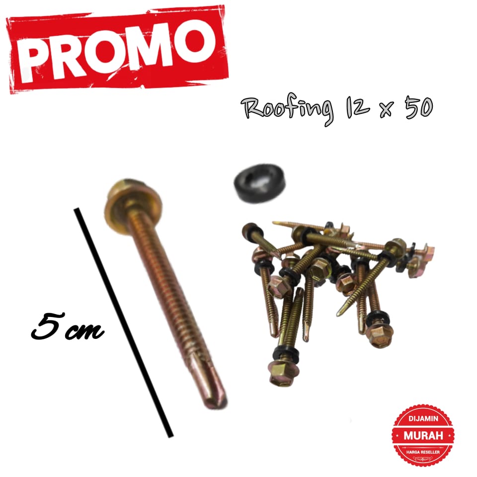 Jual Baut Roofing Kuning 12 x 50 - Sekrup Skrup Baja Ringan / Ruping ...