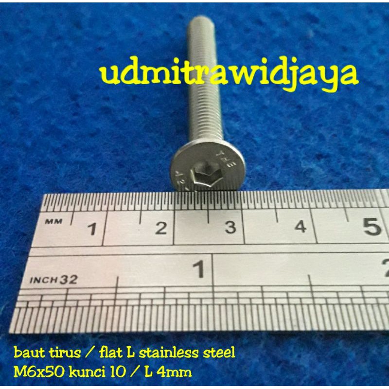 Jual Baut Flat L / baut tirus / baut verseng L Stainless stell M6x50 | Shopee Indonesia