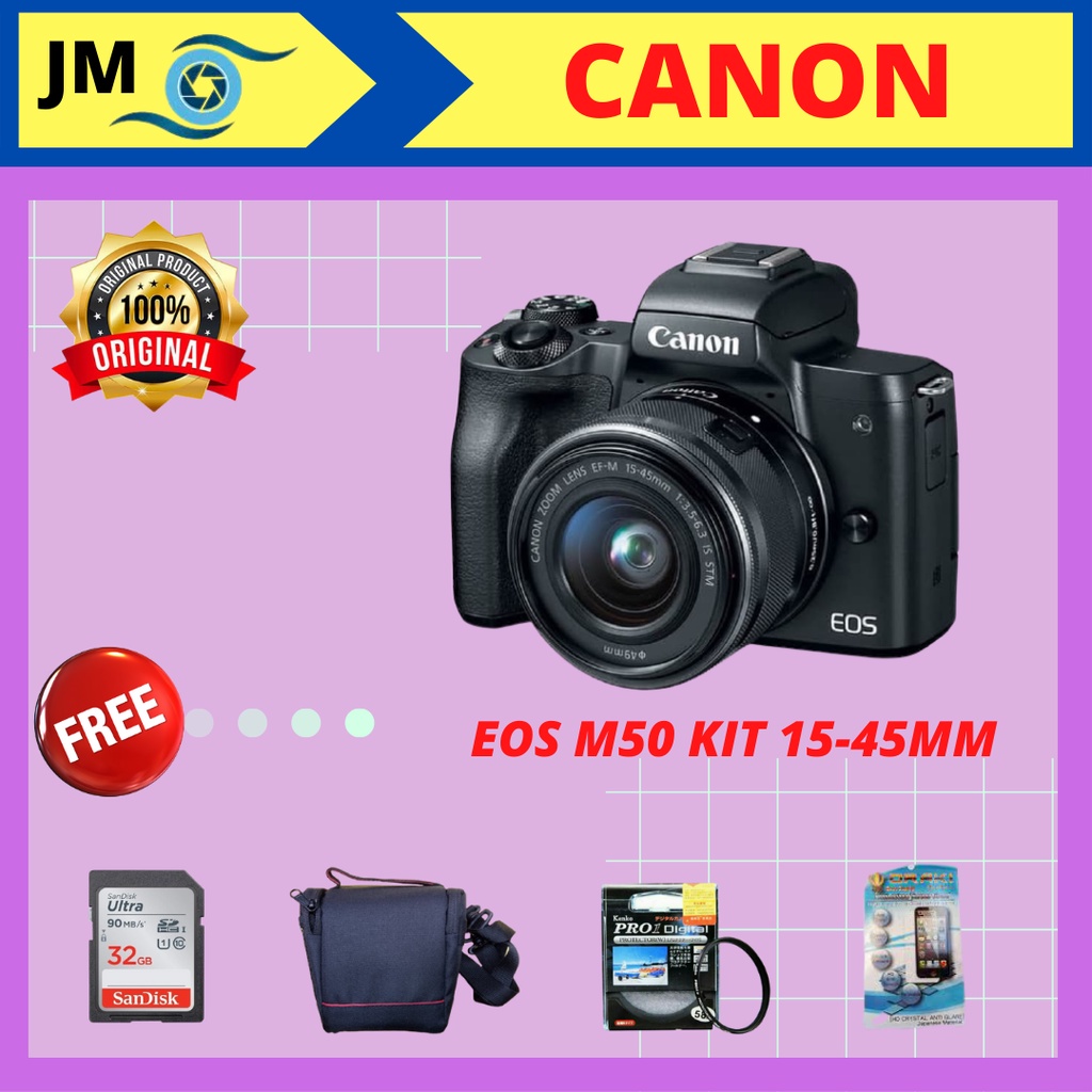 Jual Camera Canon EOS M50 KIT 15-45mm | Shopee Indonesia