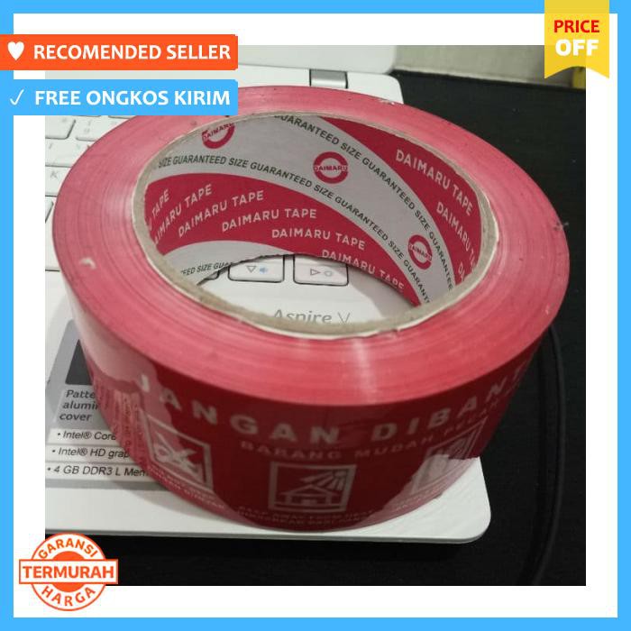Jual Selotip & Double Tape - Merah Lakban 100 Meter Fragile Printed ...