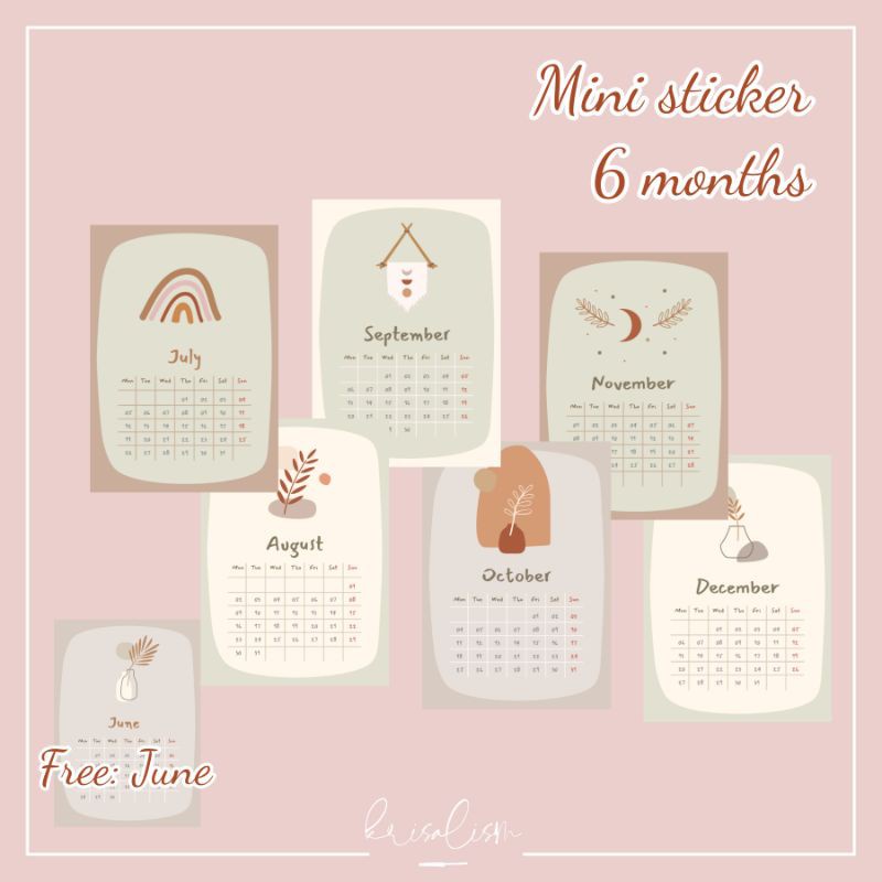 Jual Aesthetic Calendar Mini 2021 Card Sticker Kit Stiker Kalender ...
