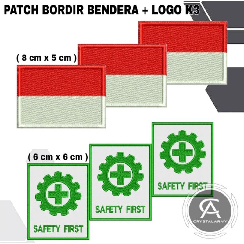 Jual logo bendera merah putih dan safety bet bordir | Shopee Indonesia