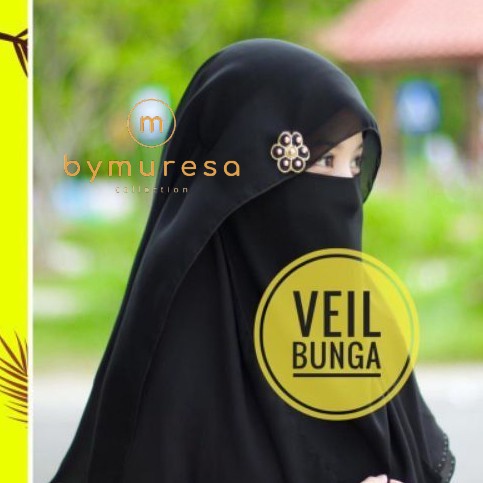 Jual Bymuresa NIQAB VEIL BUNGA/PURDAH VEIL/CADAR YAMAN 2 LAYER ...