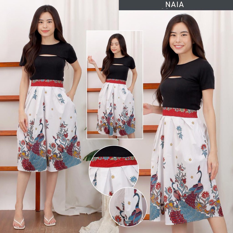 Jual Evercloth Naia Rok Batik Wanita Selutut Bawahan Batik Perempuan ...