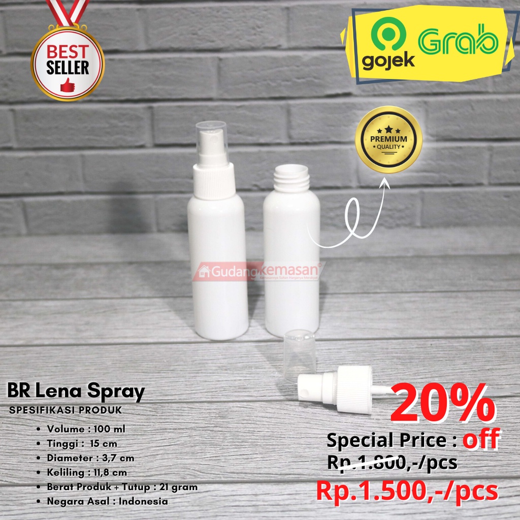 Jual BOTOL PLASTIK BR 100ML HAND SANITIZER LENA PUTIH SUSU TUTUP SPRAY ...