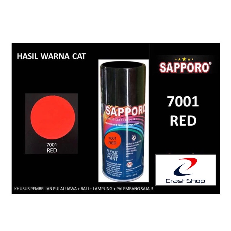 Jual SAPPORO SPRAY PAINT RED / MERAH STABILO 7001 300 ml | Shopee Indonesia